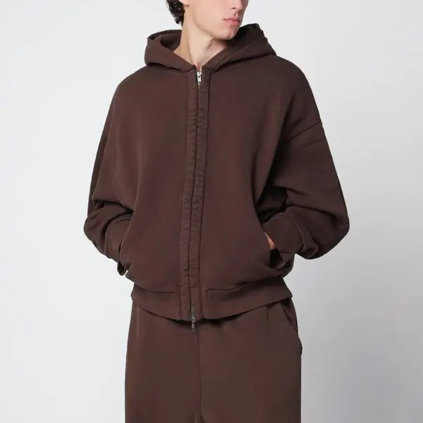 ENTIRE STUDIOS Thermal Hood V2 Oversized Hoodie With Fixed Hood And Kangaroo Pocket - Brown
