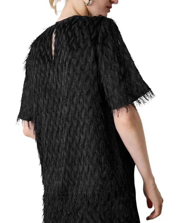 Whistles Tufted Fringe Short Sleeve Top