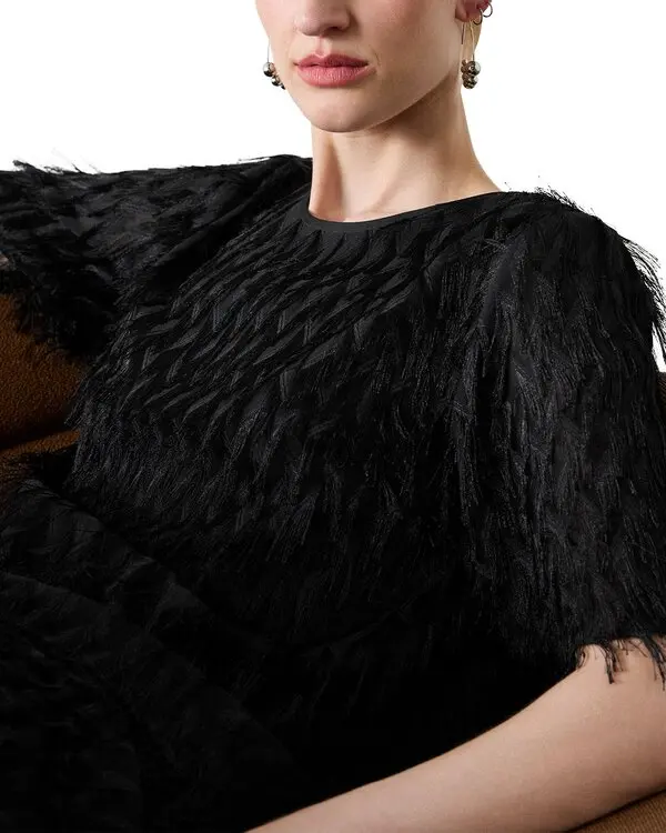 Whistles Tufted Fringe Short Sleeve Top