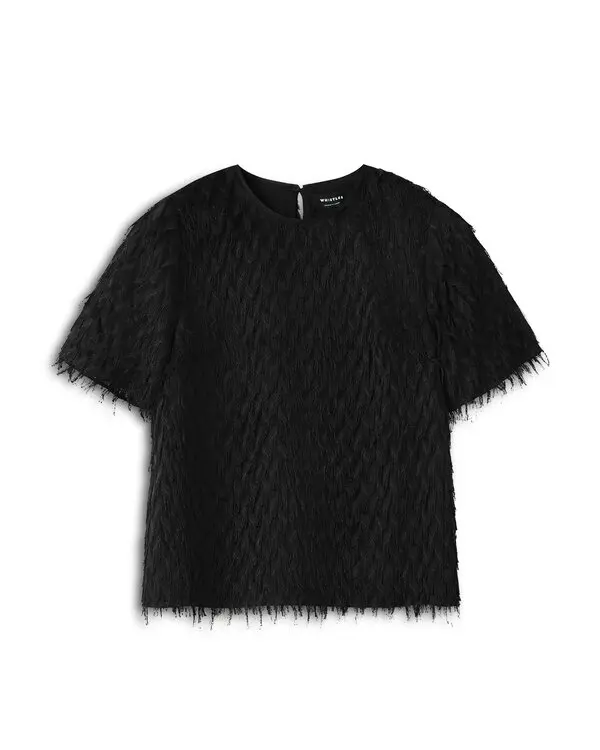 Whistles Tufted Fringe Short Sleeve Top