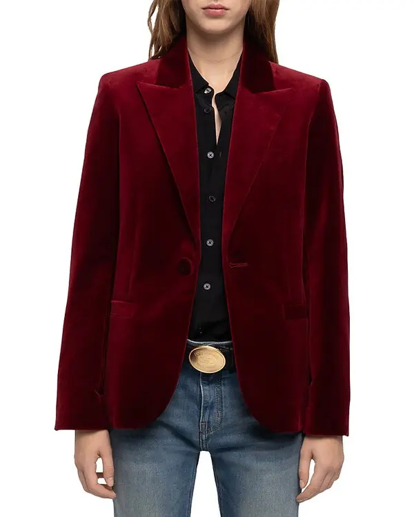 Zadig&Voltaire Vavy Velvet Single Button Jacket - Cherry