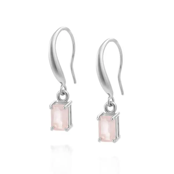 NELLOU JEWELLERY Rose Quartz Octavia Drop Earrings Sterling - Silver