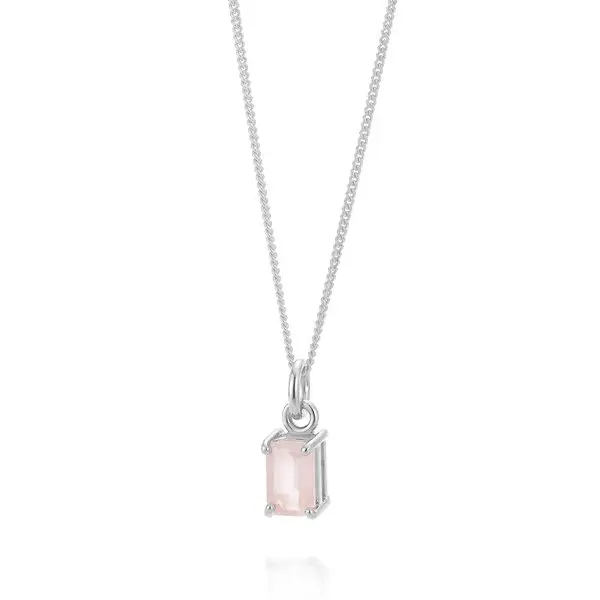 NELLOU JEWELLERY Rose Quartz Octavia Necklace Sterling - Silver