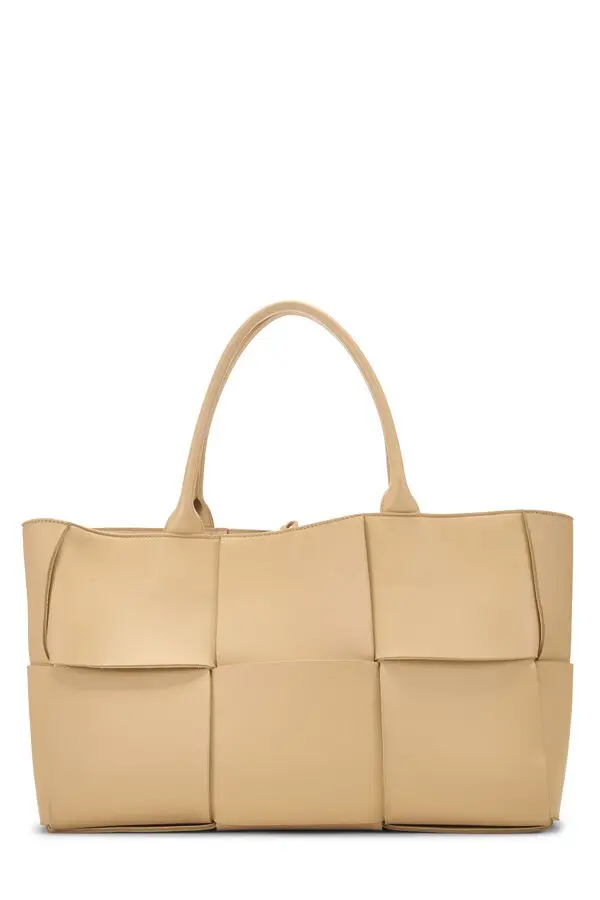 Bottega Veneta Calfskin Maxi Intrecciato Arco Tote - Beige