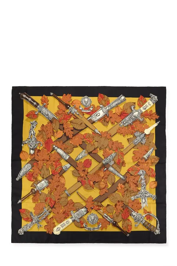 Hermès Multicolor 'au Plus Dru' Silk Scarf 90 - Black