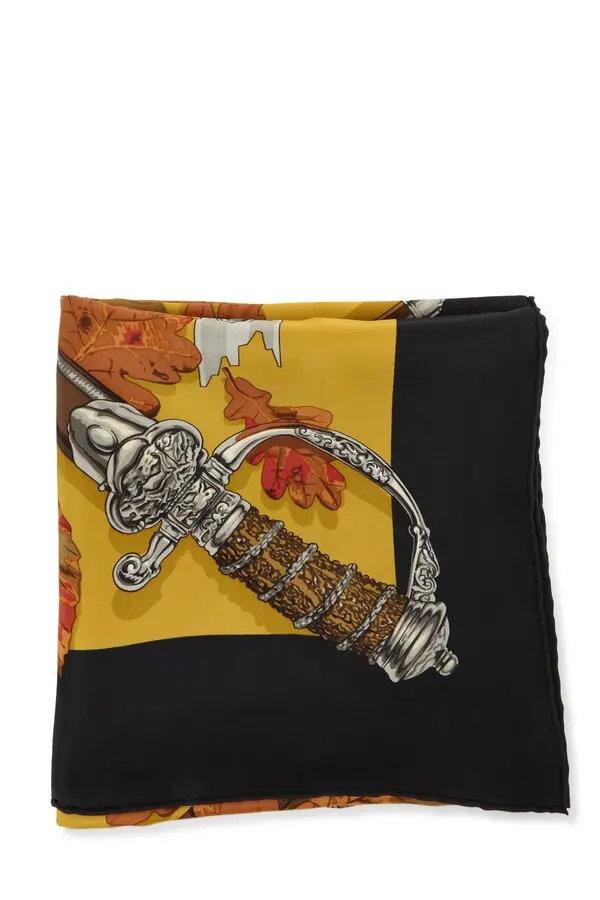 Hermès Multicolor 'au Plus Dru' Silk Scarf 90 - Black