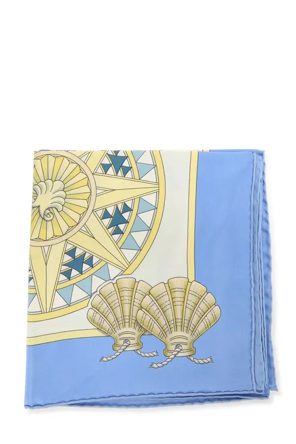 Hermès Multicolor 'l'air Marin' Silk Scarf 90 - Blue