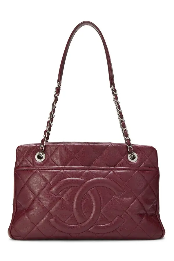 Chanel Burgundy Caviar Timeless 'cc' Tote - Red
