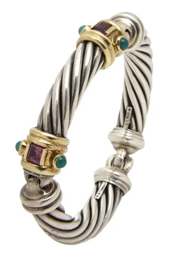 David Yurman Silver Two-tone Renaissance Cable Bracelet - Multi