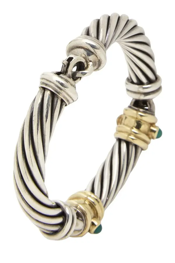 David Yurman Silver Two-tone Renaissance Cable Bracelet