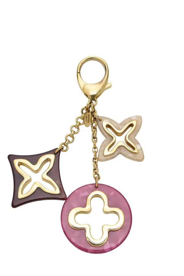 LOUIS VUITTON Gold & Multicolor Tortoiseshell Insolence Bag Charm