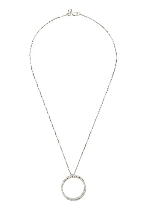 David Yurman Diamond Infinity Crossover Circle Pendant Necklace - Silver