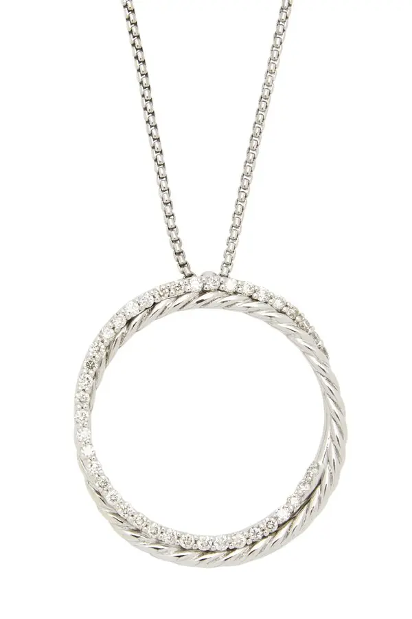 David Yurman Diamond Infinity Crossover Circle Pendant Necklace