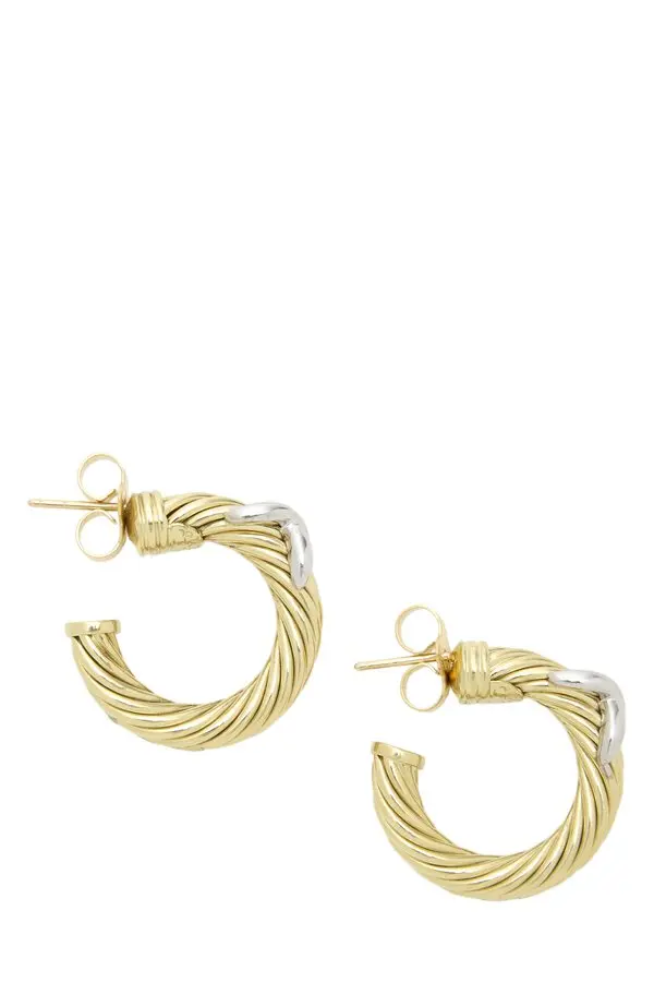 David Yurman Gold Two-tone Cable X Hoop Earrings
