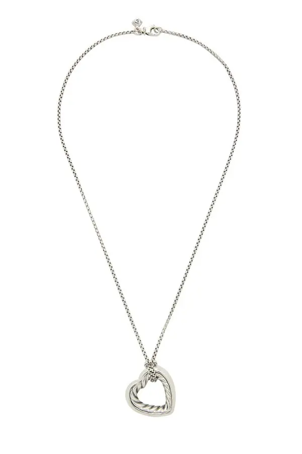 David Yurman Two-tone Cable Heart Necklace - Silver