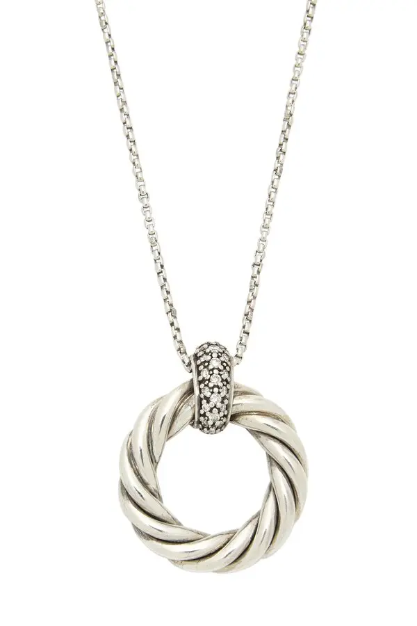 David Yurman Diamond Circle Cable Necklace