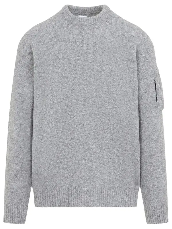 C.P. COMPANY Maglione Girocollo In Lana Con Dettaglio Lens - Gray
