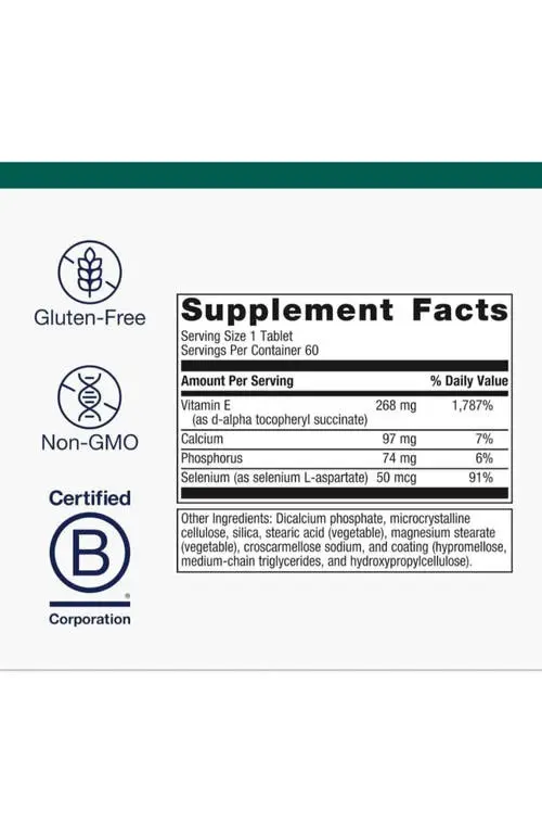 METAGENICS E-400 Selenium Antioxidant Vitamin Supplement 60 Tablets