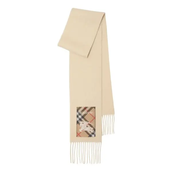 Burberry Check Label Cashmere Scarf - Beige
