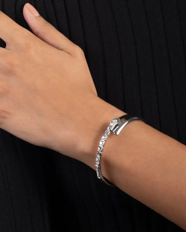 Alexis Bittar Molten Crystal Overlay Hinge Bracelet - Silver