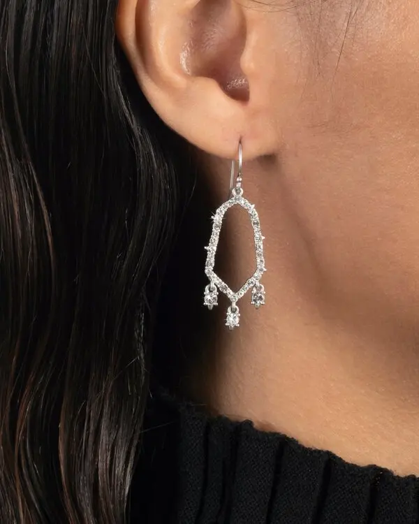 Alexis Bittar Spiked Pavã© Triple Drop Earring - Silver