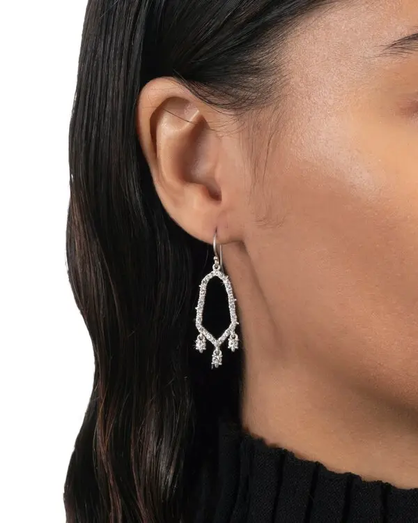 Alexis Bittar Spiked Pavã© Triple Drop Earring - Silver