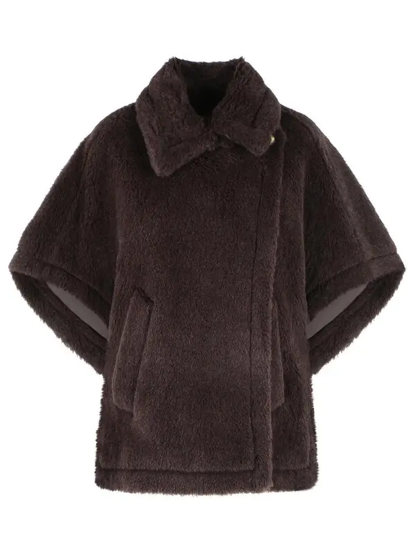 Max Mara Tebe1' Teddy Cape Of Alpaca And Wool - Brown