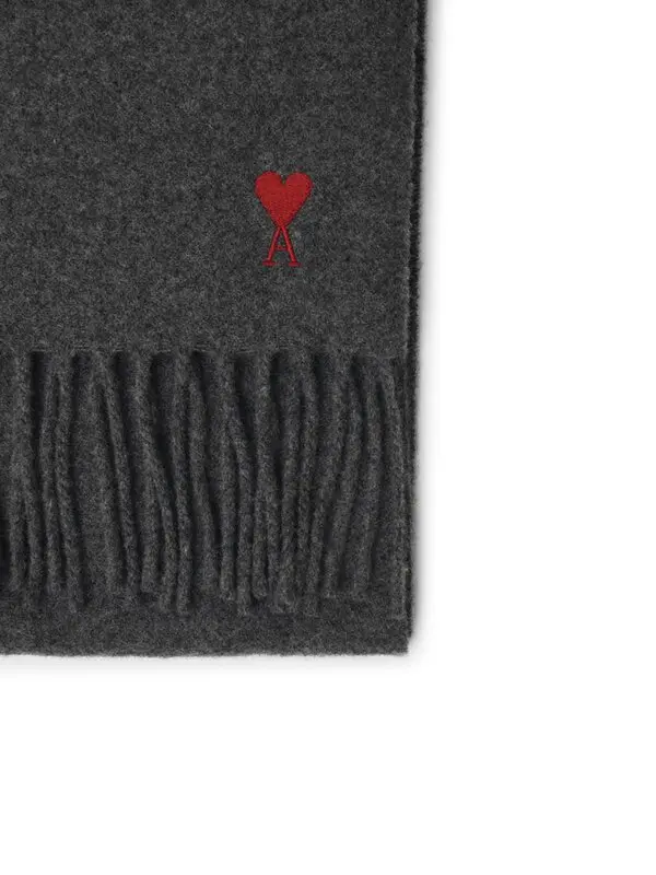 AMI Paris Black Wool Scarf