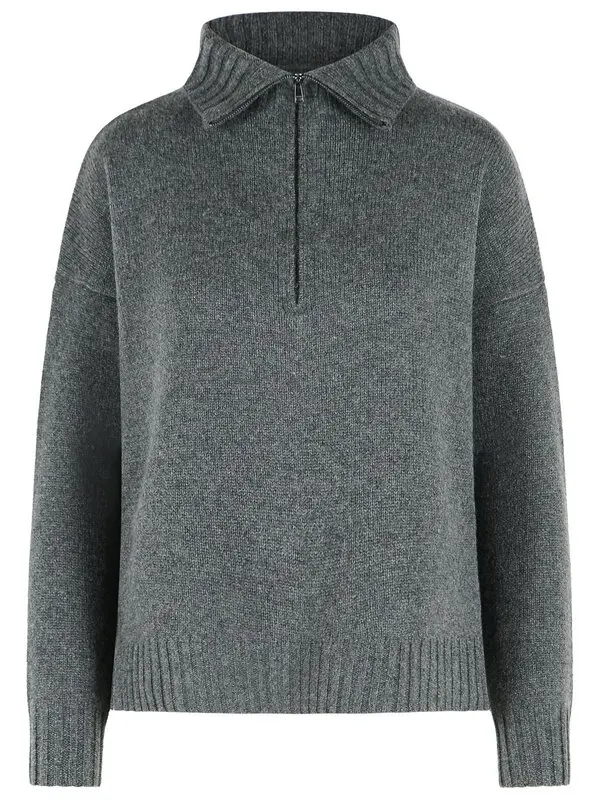 Max Mara Crasso' High Neck Sweater In Dark Grey Cashmere Yarn - Gray