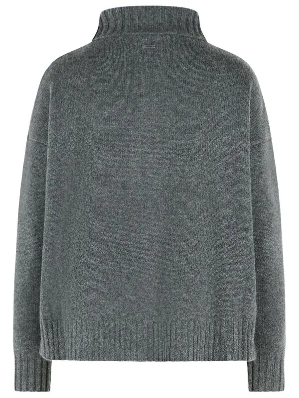 Max Mara Crasso' High Neck Sweater In Dark Grey Cashmere Yarn - Gray