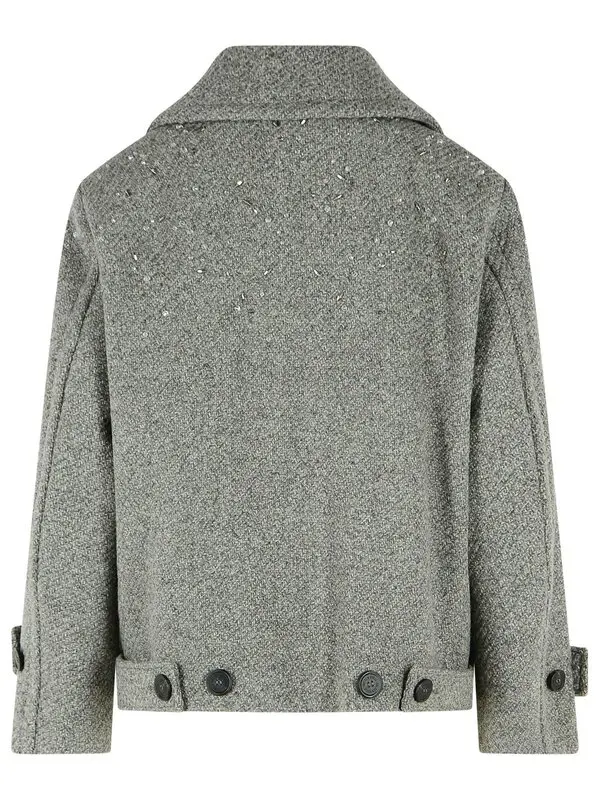 GOLDEN GOOSE Grey Virgin Wool Short Trench Coat