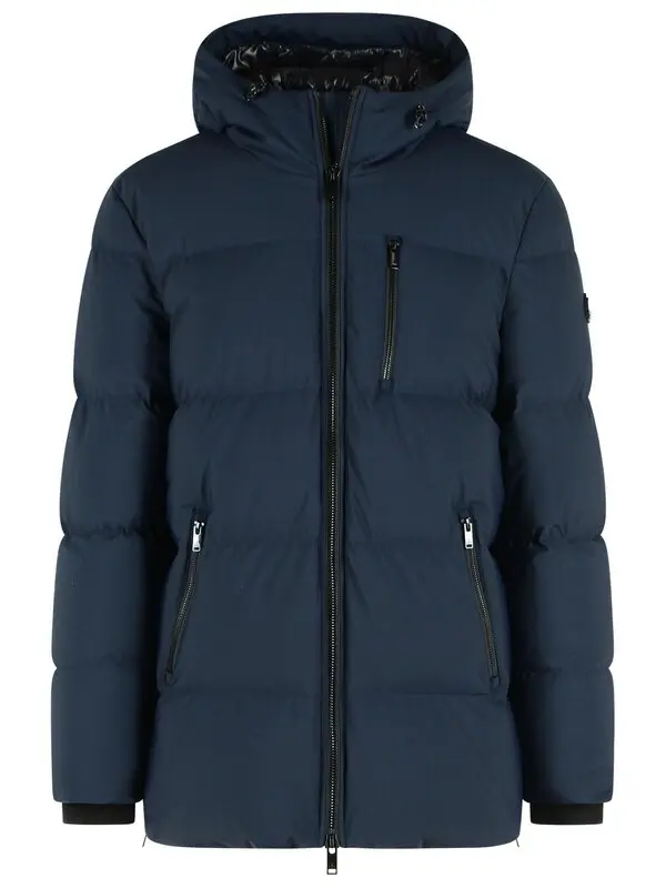 Moose Knuckles Soho 3q' Navy Stretch Nylon Down Jacket - Blue