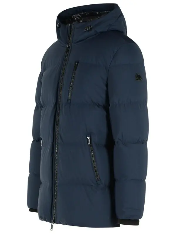 Moose Knuckles Soho 3q' Navy Stretch Nylon Down Jacket - Blue