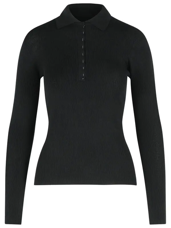 Max Mara Angel' Polo Shirt In Cashmere Yarn - Black