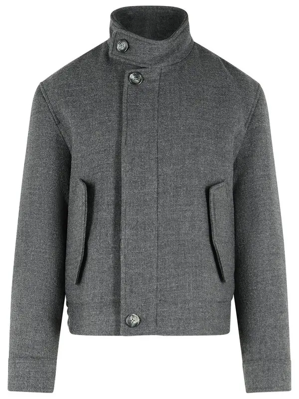 AMI Paris Harrington' Grey Virgin Wool Jacket - Gray