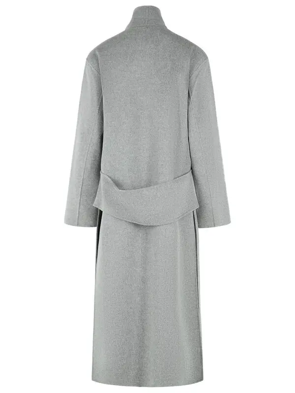 Sportmax Assenso' Long Coat In Pure Grey Wool - Gray