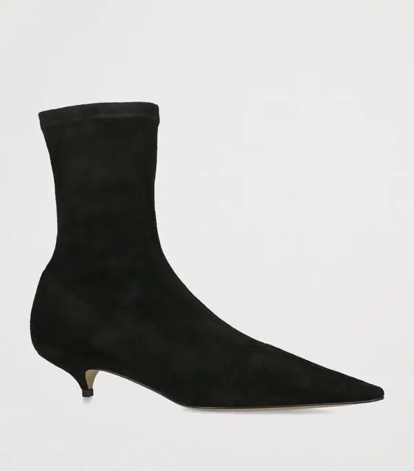 THE ROW Liisa Suede Kitten Ankle Boots 35