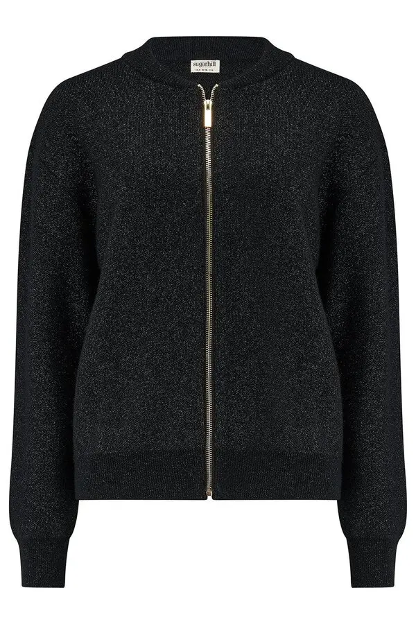 SUGARHILL BRIGHTON Solana Knitted Bomber Jacket Sparkle - Black