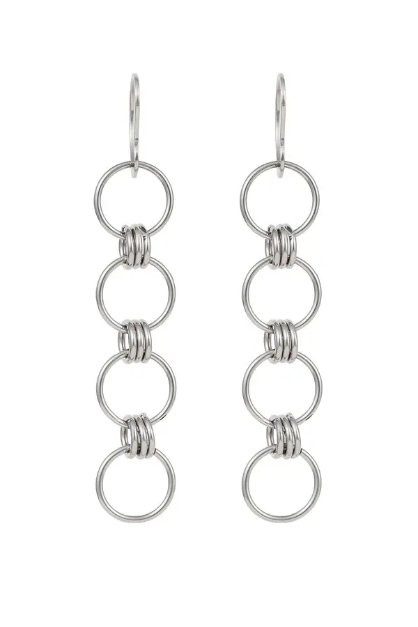 BYWOLFGANG Athena Cinq Chainmail Drop Earrings Stainless Steel - Silver