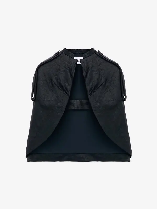 Alexander McQueen Crushed Satin Cape - Black