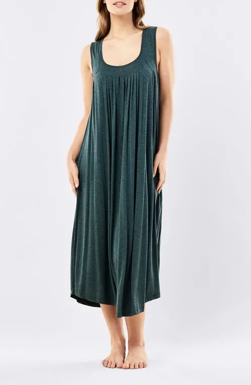 PAPINELLE Kate Pleat Front Maxi Nightgown - Deep Emerald