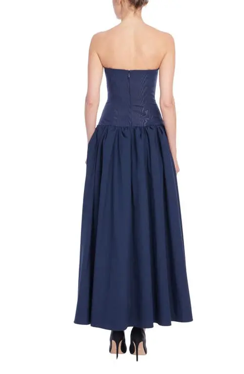 Badgley Mischka Strapless Drop Waist Dress