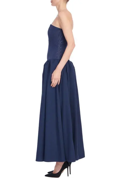 Badgley Mischka Strapless Drop Waist Dress
