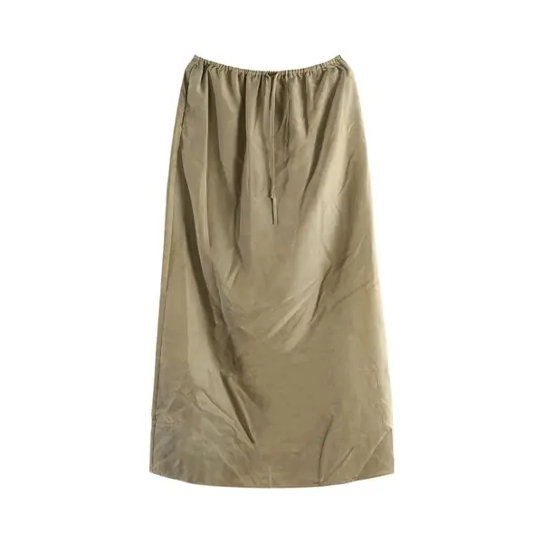 AMOMENTO Cupro Banding Skirt 'khaki - Tan