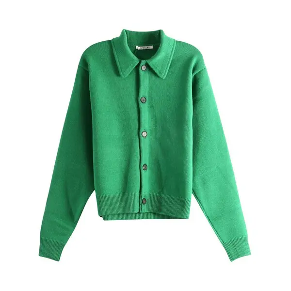 Auralee Super Fine Wool Knit Shirt Cardigan