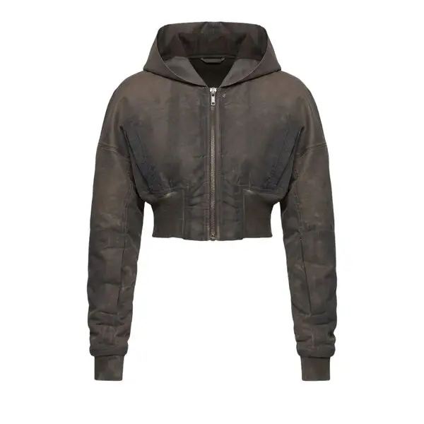 Rick Owens Hooded Cropped Flight Bomber 'dark Dust - Tan