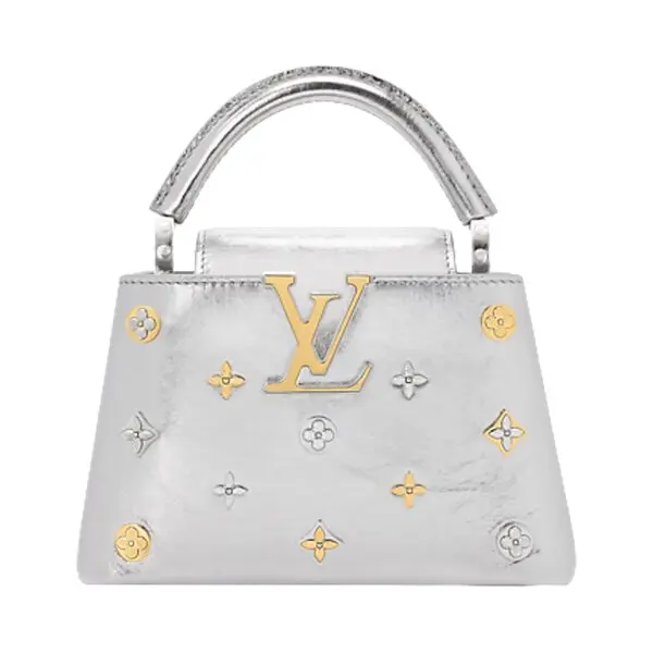 LOUIS VUITTON Capucines Mini 'silver Calfskin Leather - Grey