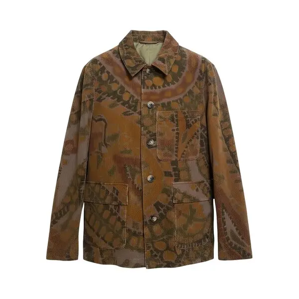 Dries Van Noten Giant Paisley Print Coat 'khaki