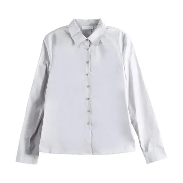 AMOMENTO Neck Shirring Shirt 'light - Grey