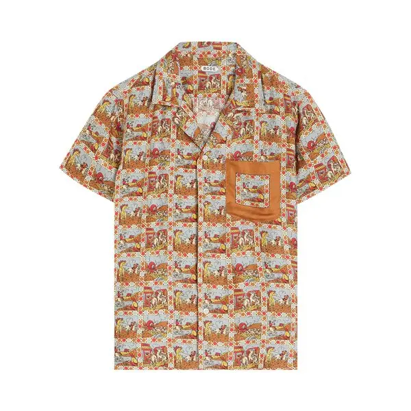 BODE Cowboy Comic Short Sleeve Shirt 'multi - Tan